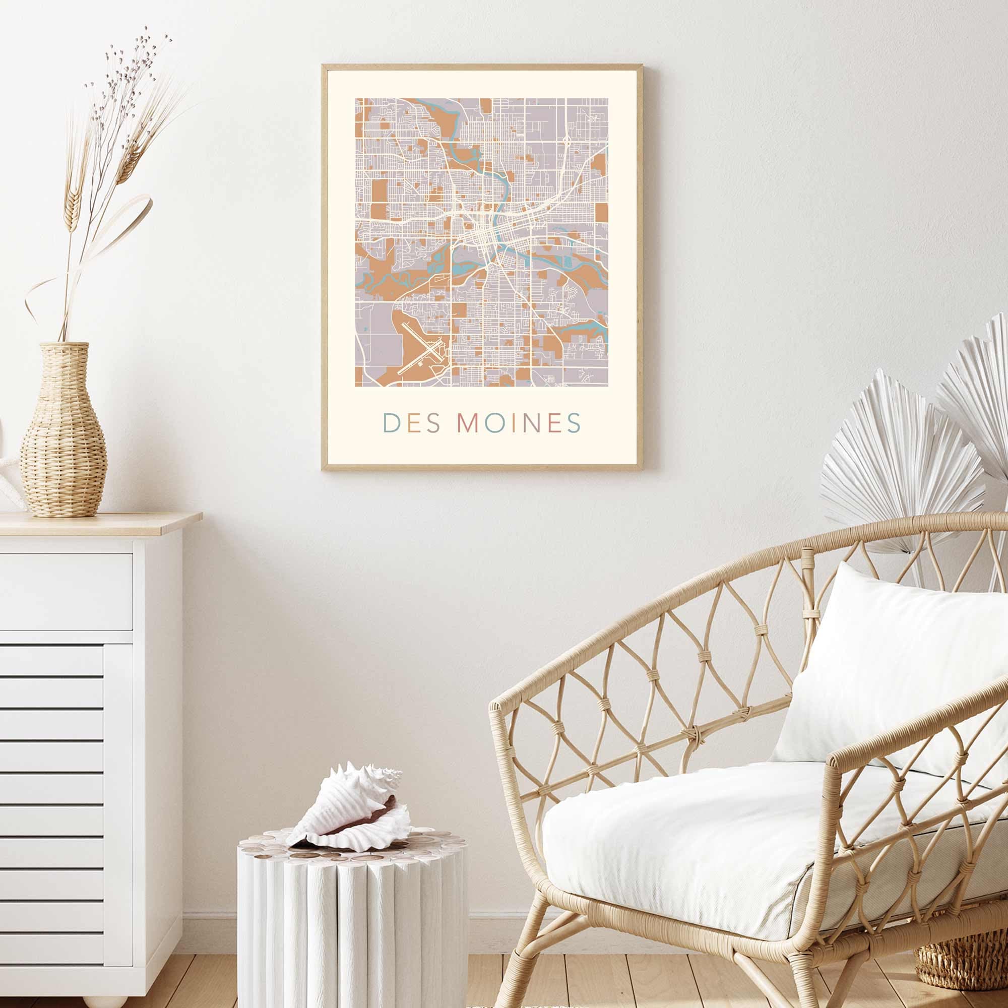 Des Moines Map, Des Moines Poster, Des Moines Print, Des Moines City ...