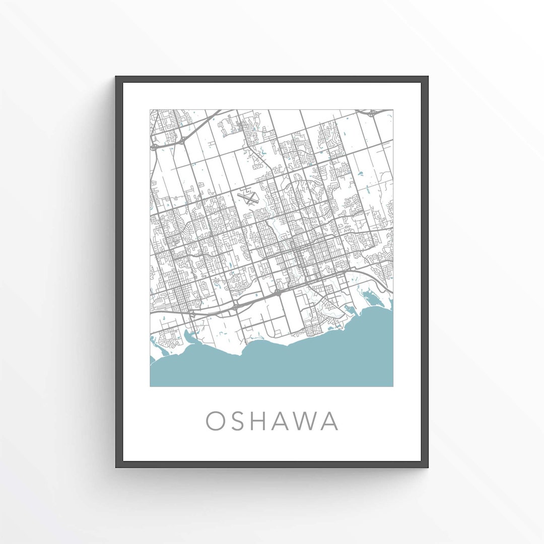 Oshawa Map Print, Oshawa ON, Oshawa City Map, Oshawa Wall Art, Oshawa ...