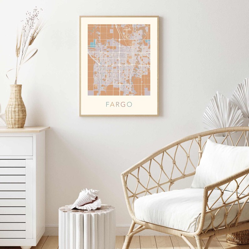 Fargo Map Fargo North Dakota Fargo Print Fargo Poster | Etsy
