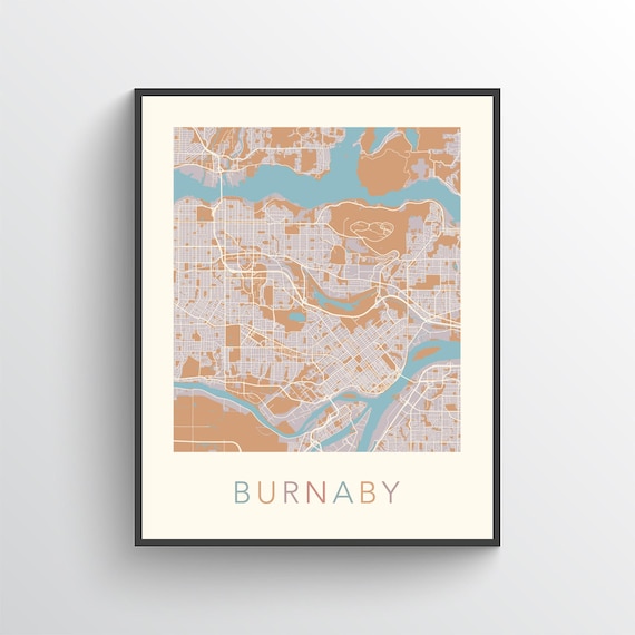 Burnaby Map Burnaby BC Burnaby Art Print Burnaby City Map - Etsy