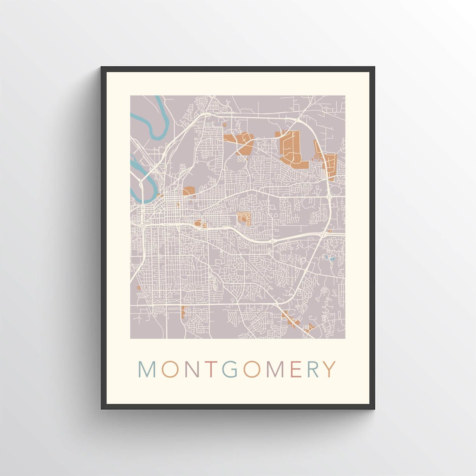 Montgomery Map Montgomery Alabama Montgomery Print | Etsy