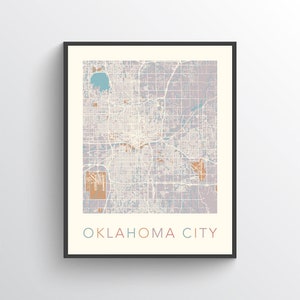 Oklahoma City Map Oklahoma City Poster Oklahoma City Print | Etsy
