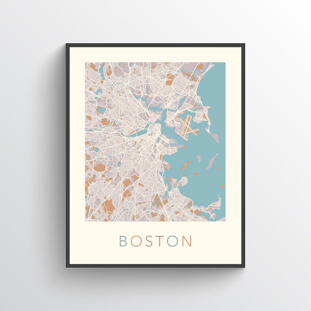 Boston Map Print, Boston MA, Boston Poster, Boston Print, Boston Art ...