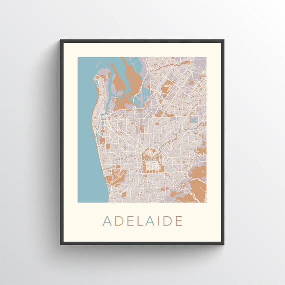 Adelaide Map Adelaide Australia Adelaide Poster Adelaide | Etsy