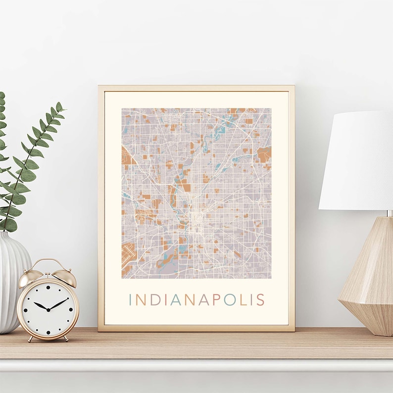 Indianapolis Map Indianapolis Poster Indianapolis Print - Etsy