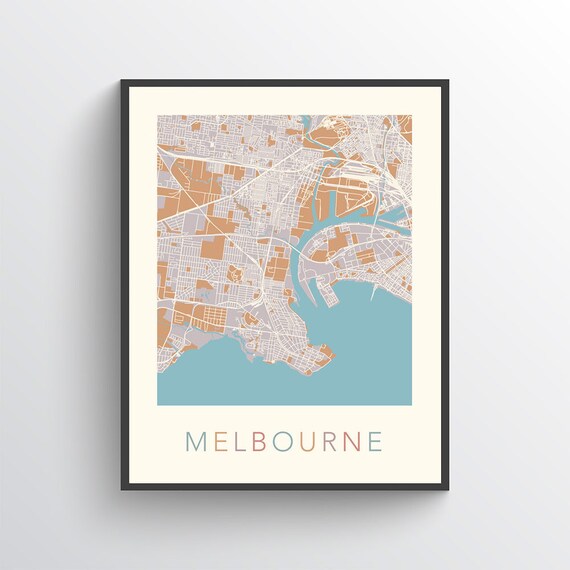 Melbourne Map Melbourne Poster Melbourne Print Map of | Etsy