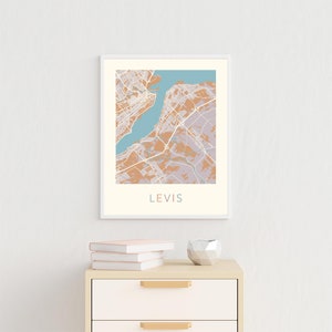 Levis Map, Levis QC, Levis City Map, Levis Map Art, Levis Print Map ...