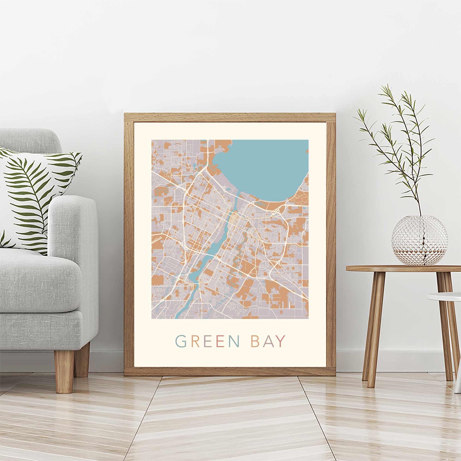Green Bay Map Wisconsin Green Bay Print Green Bay Poster - Etsy