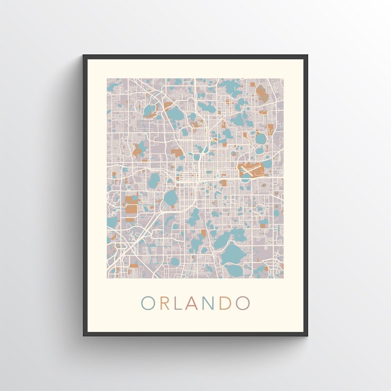 Orlando Map Florida Orlando Print Orlando Poster Orlando - Etsy
