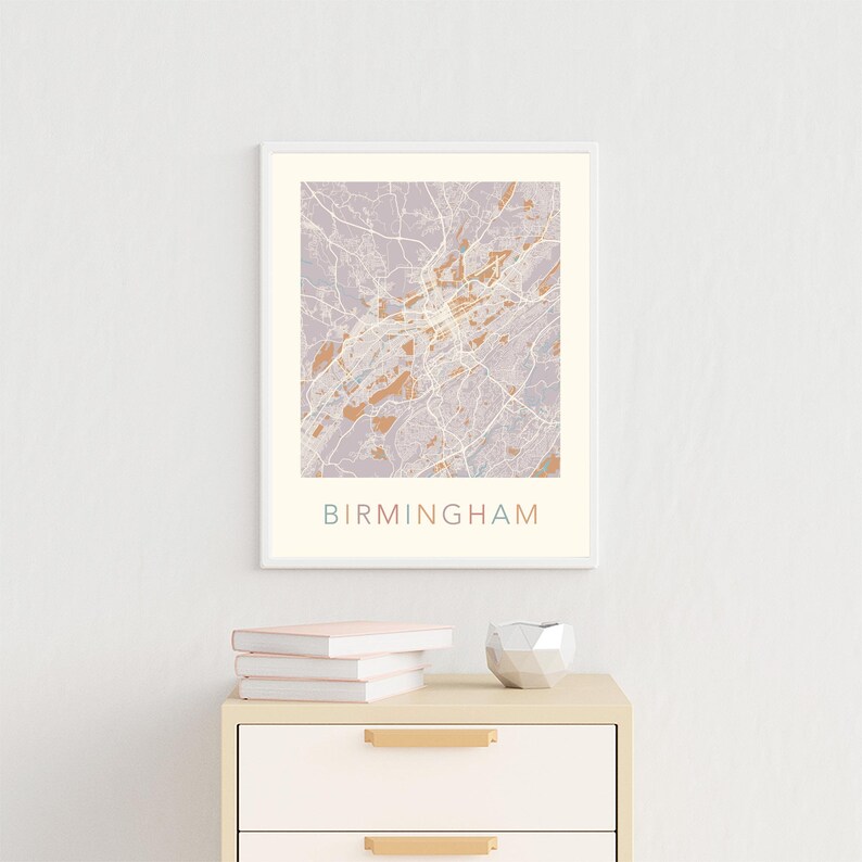 Birmingham Alabama Map Birmingham Poster Birmingham Print - Etsy
