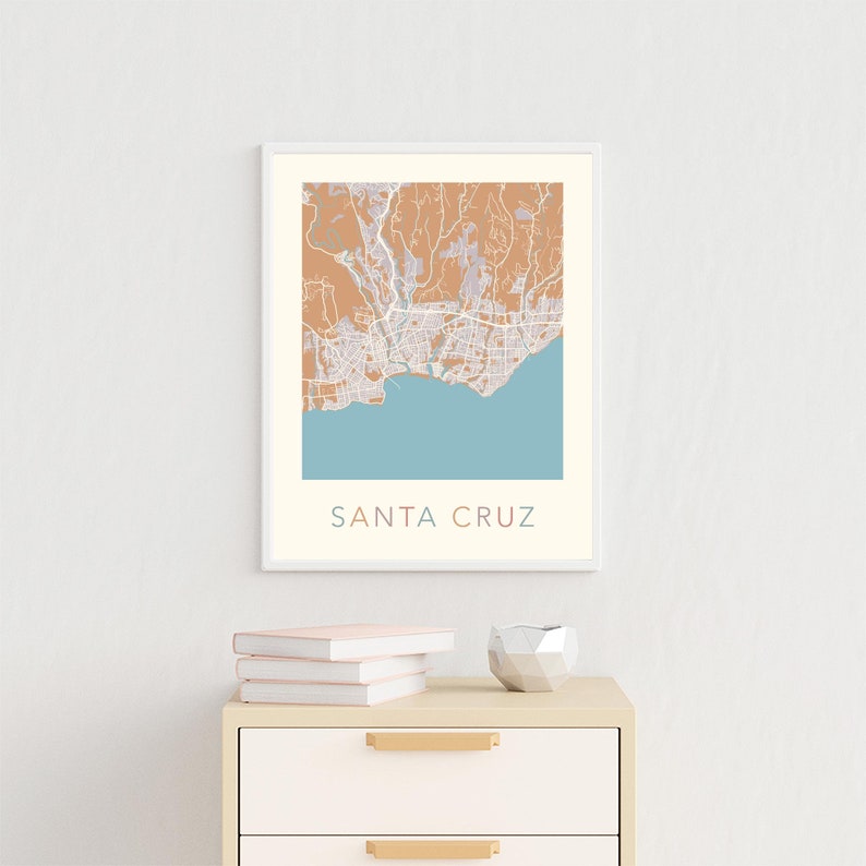 Santa Cruz Map Print Santa Cruz Map Poster Santa Cruz Map | Etsy