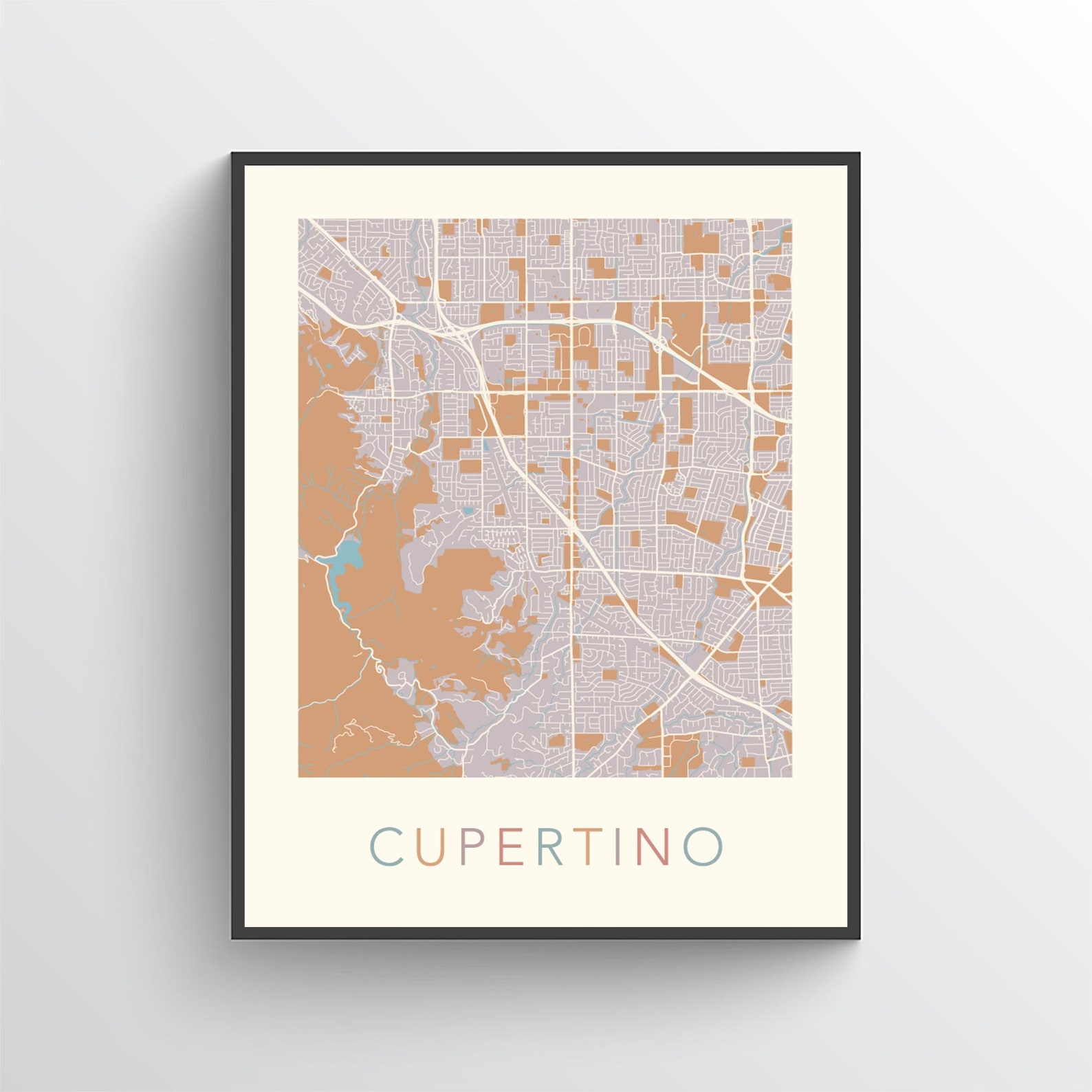 Cupertino Map Print Cupertino CA Cupertino City Map - Etsy UK