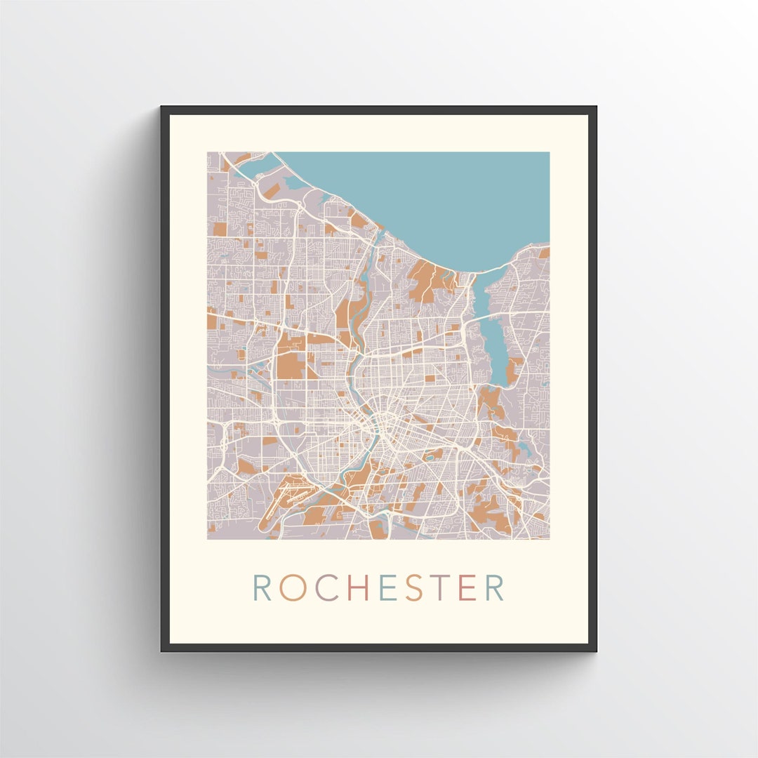 Rochester Map, Rochester NY, Rochester Print, Rochester Poster ...