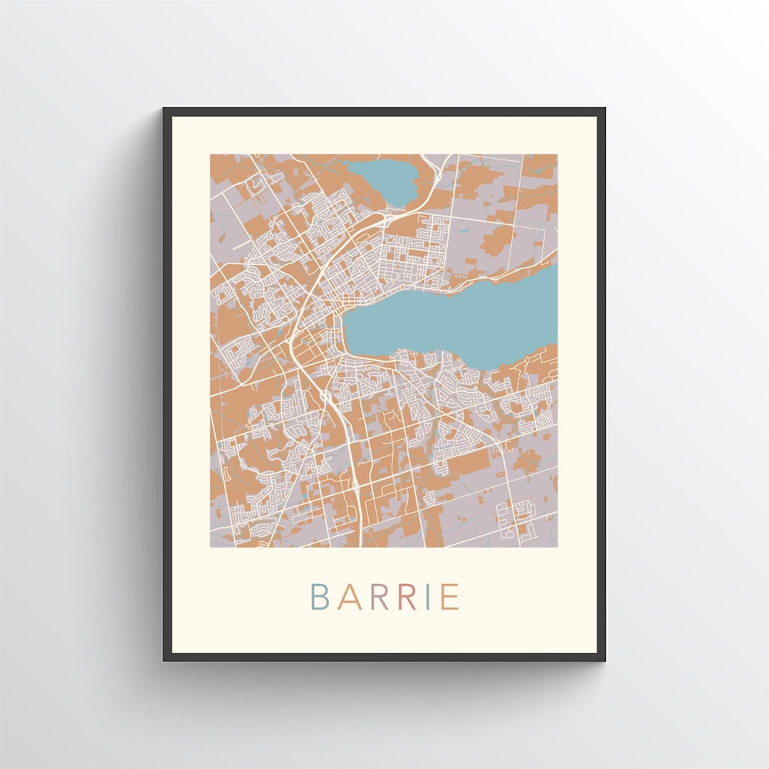 Barrie Map, Barrie ON, Barrie City Map, Barrie Poster, Barrie Map Print ...