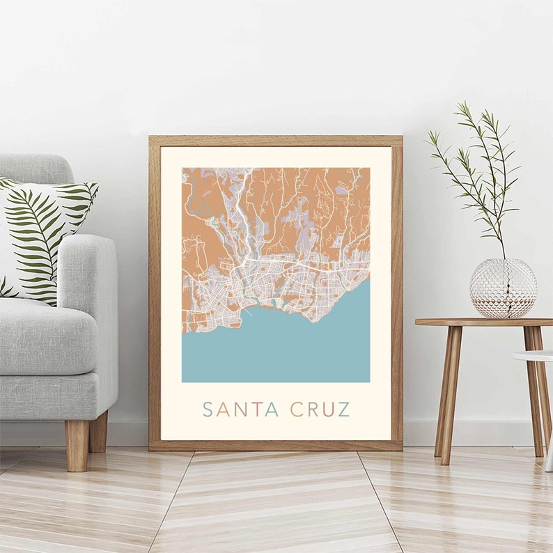 Santa Cruz Map Print Santa Cruz Map Poster Santa Cruz Map | Etsy