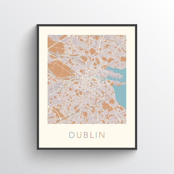 Dublin City Print, Street Map Art - Etsy