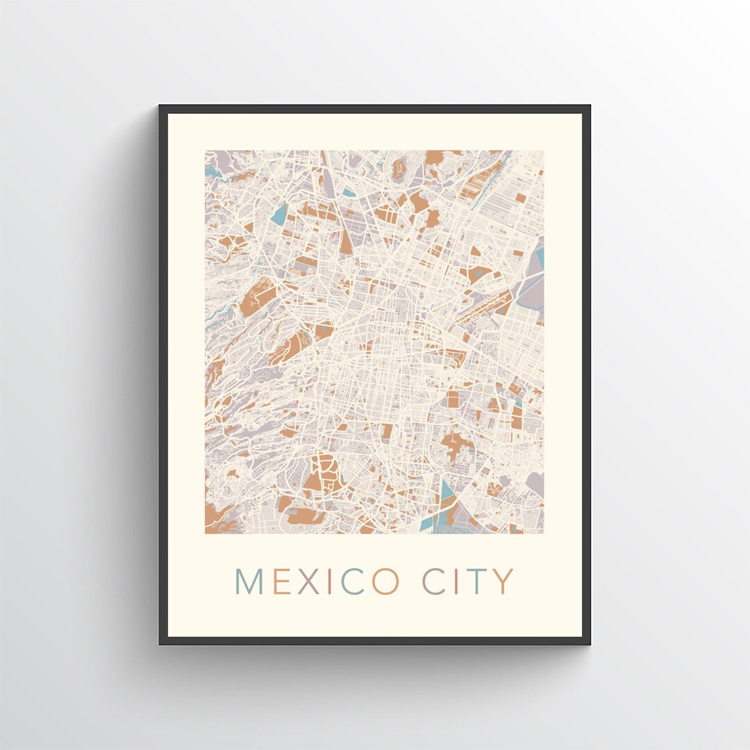 Mexico City Map Mexico City Print Mexico City Poster Mexico - Etsy