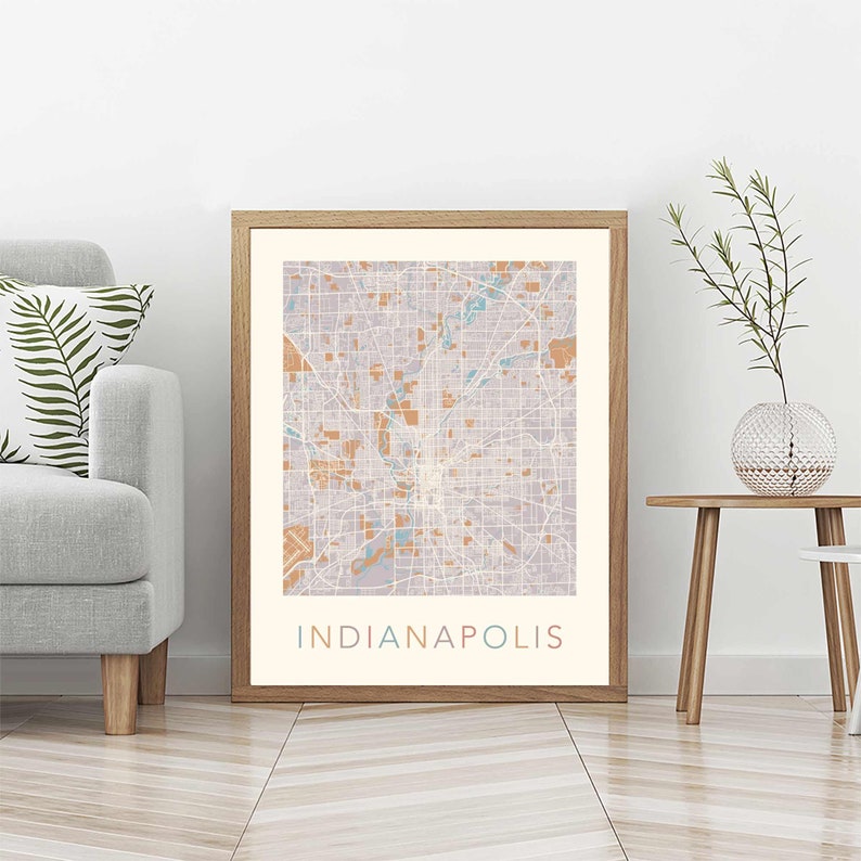 Indianapolis Map Indianapolis Poster Indianapolis Print - Etsy