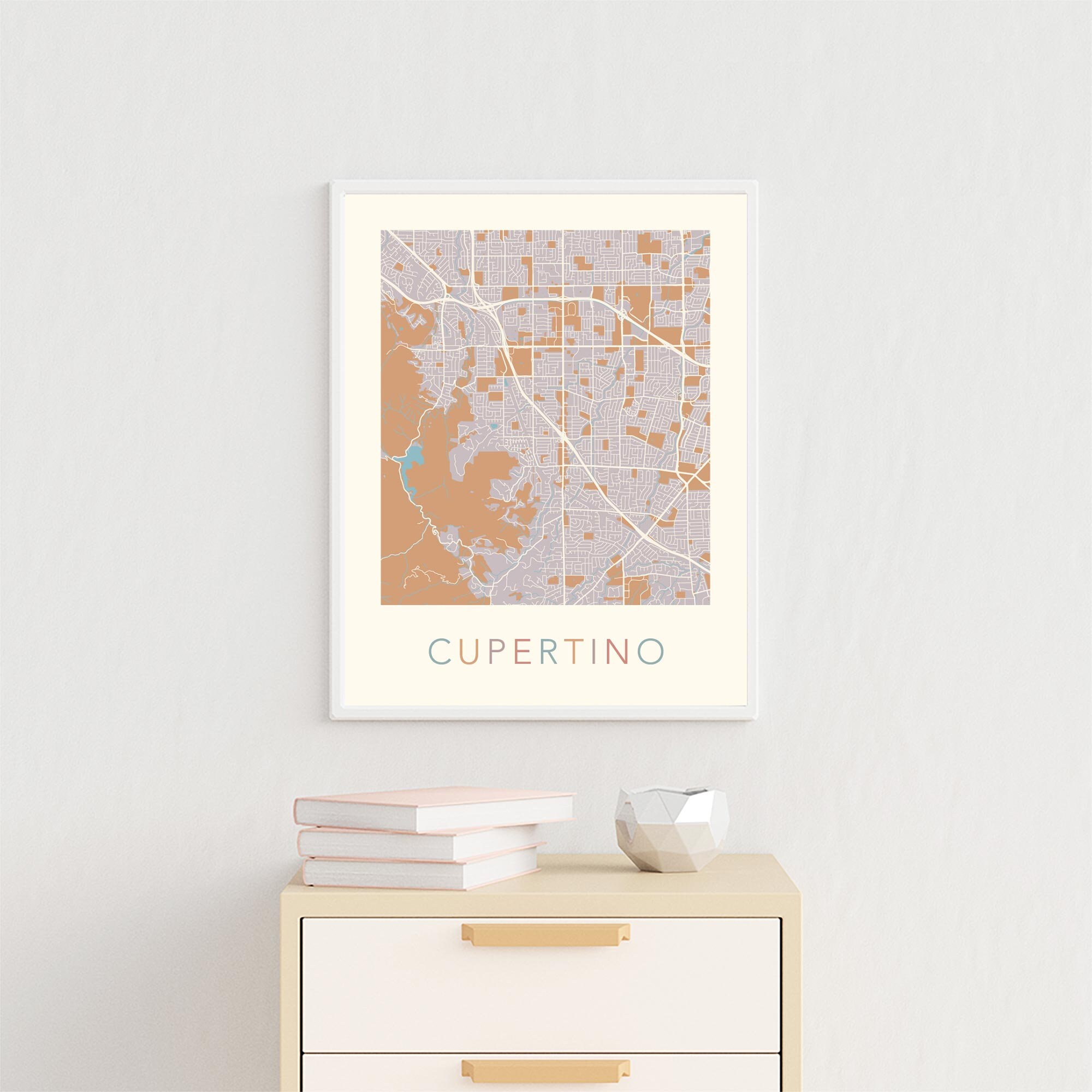 Cupertino Map Print Cupertino CA Cupertino City Map - Etsy UK