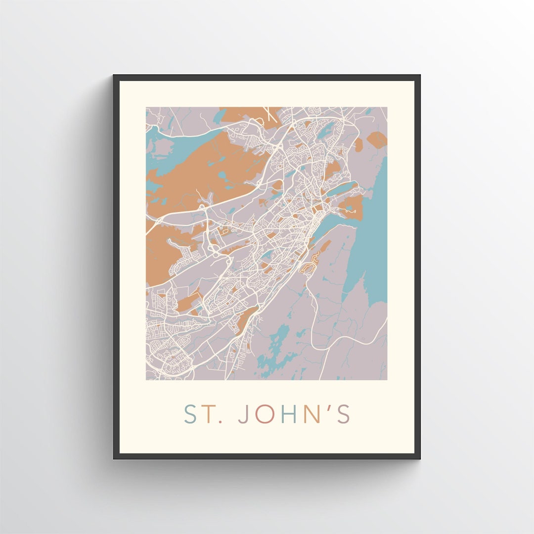 St. John's Map, St. John's NL, St. John's City Map, St. John's Poster ...