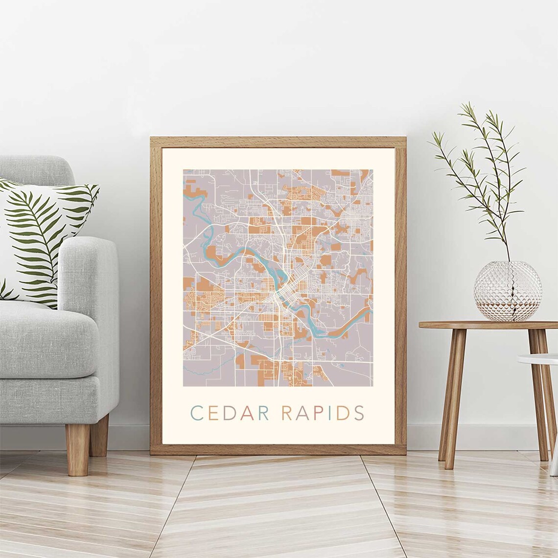 Cedar Rapids Map Cedar Rapids Iowa Cedar Rapids Print Cedar | Etsy
