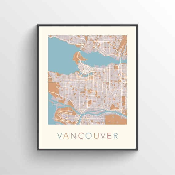 Vancouver Map Vancouver BC Vancouver Poster Vancouver - Etsy