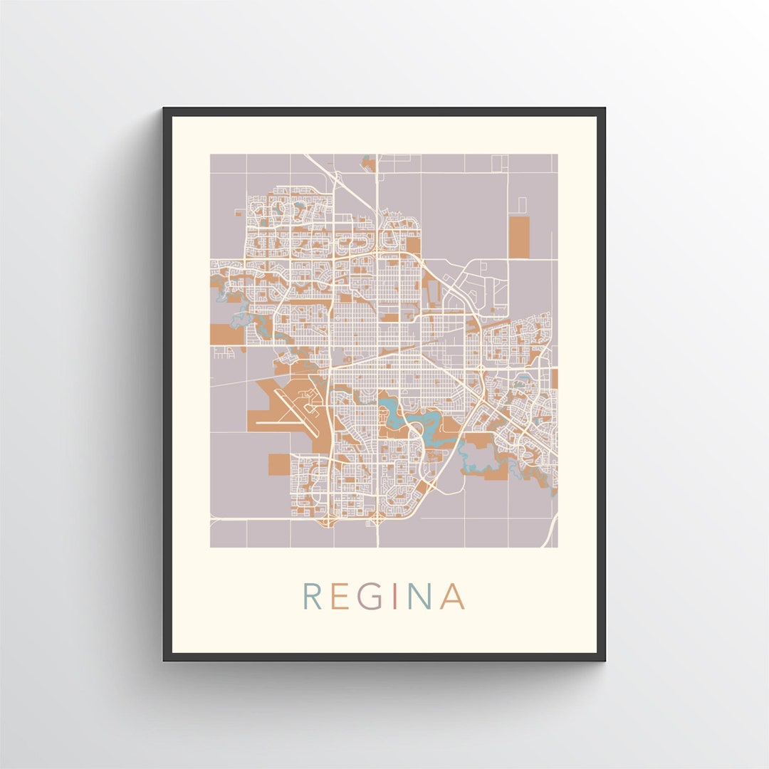 Regina Map, Regina SK, Regina Wall Art, Regina City Poster, Regina Art ...