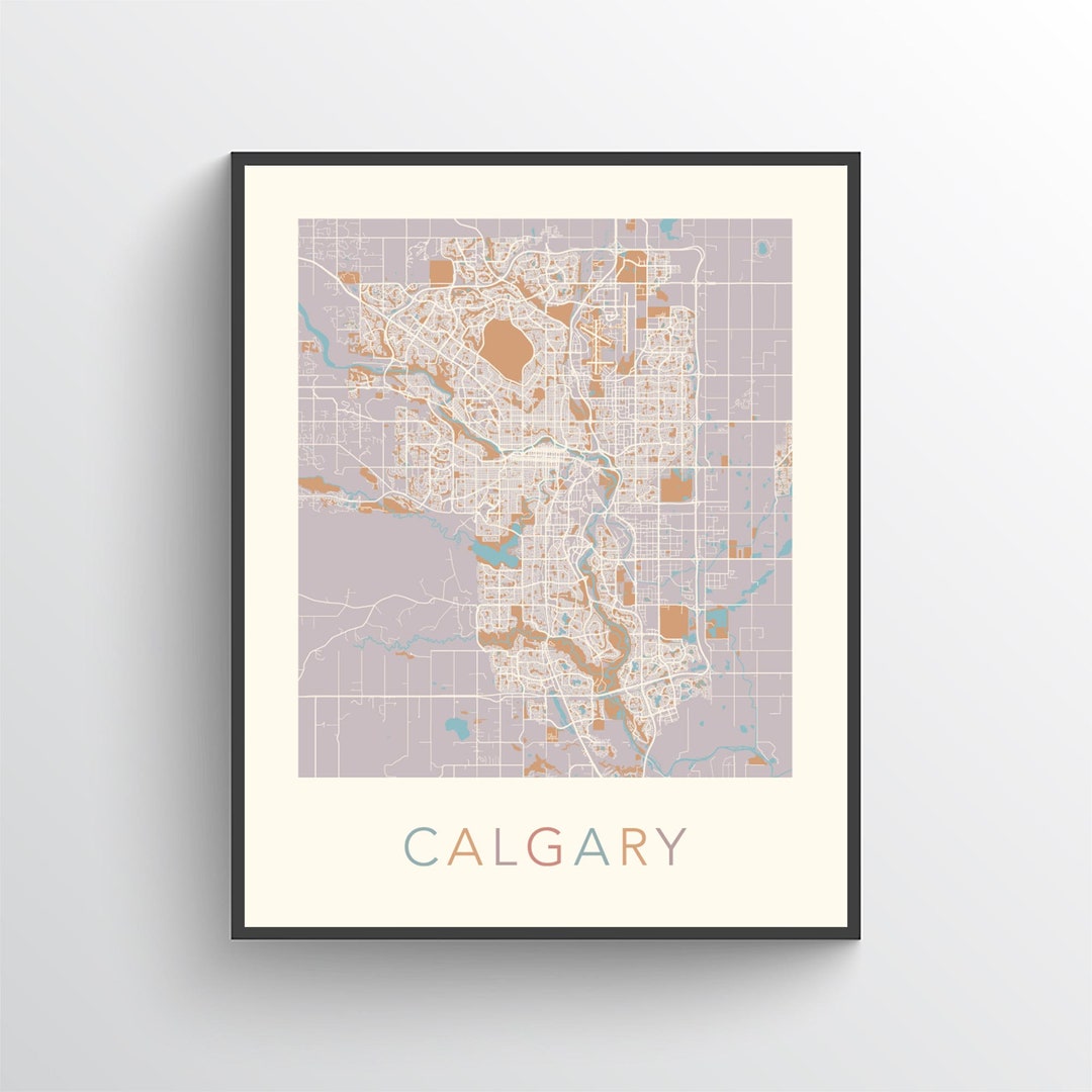 Calgary Map, Calgary AB, Calgary Poster, Calgary Print, Calgary Street ...