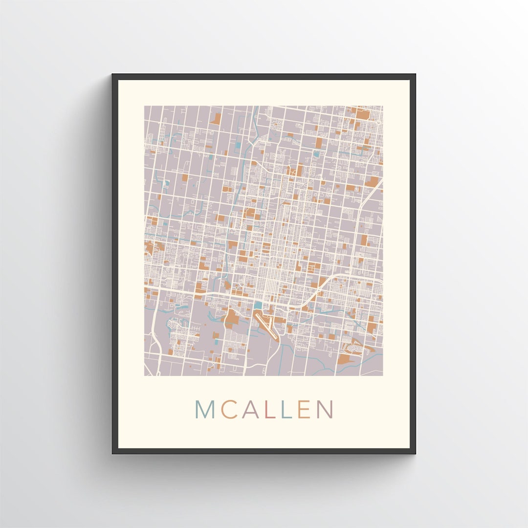 Mcallen Map Print, Mcallen TX, Mcallen City Map, Mcallen Texas, Mcallen ...