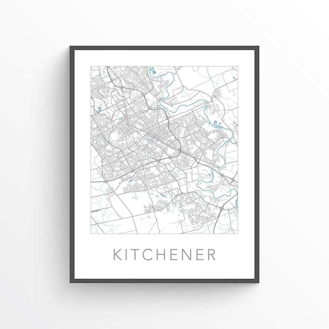 Kitchener Map Print, Kitchener ON, Kitchener City Map, Kitchener Wall ...