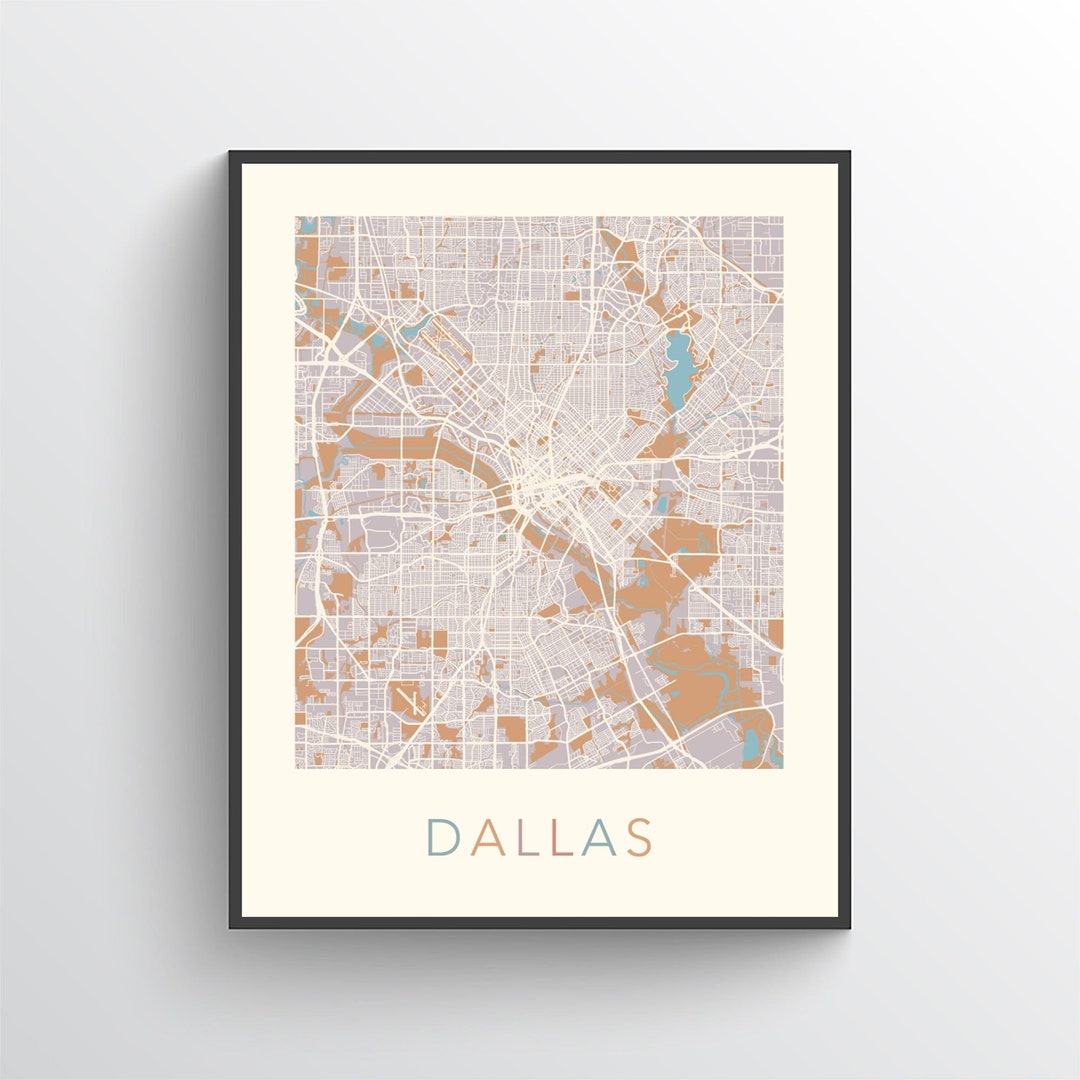 Dallas Map Dallas Poster Dallas Print Map of Dallas Dallas - Etsy