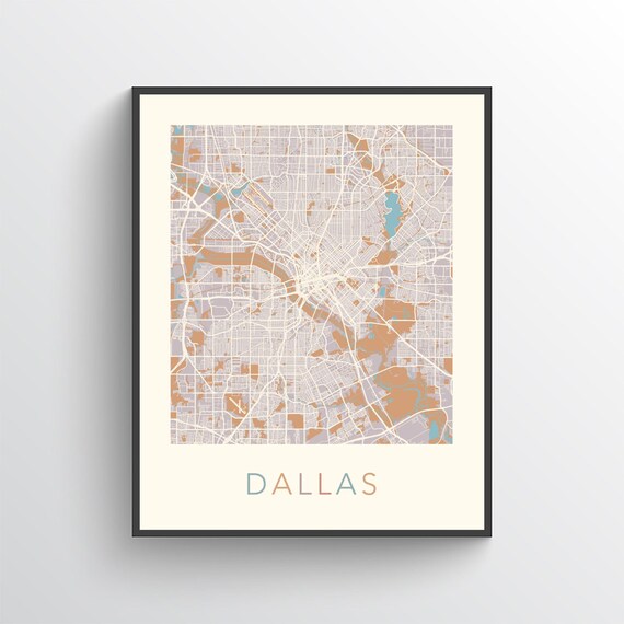 Dallas Map Dallas Poster Dallas Print Map of Dallas Dallas | Etsy