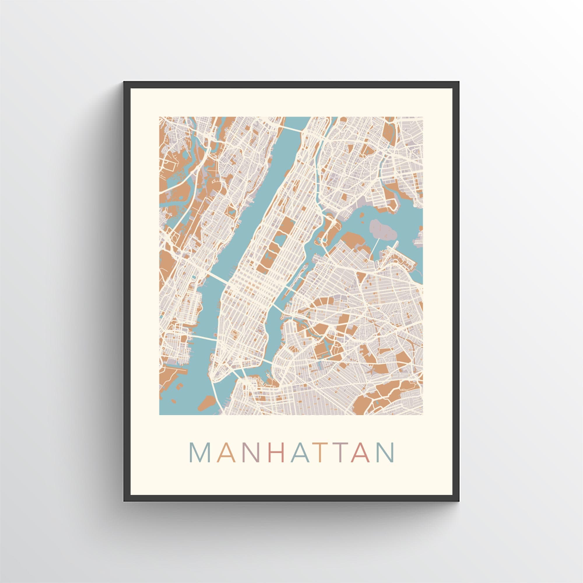 Manhattan Map, New York, Manhattan Print, Manhattan Poster, Manhattan ...