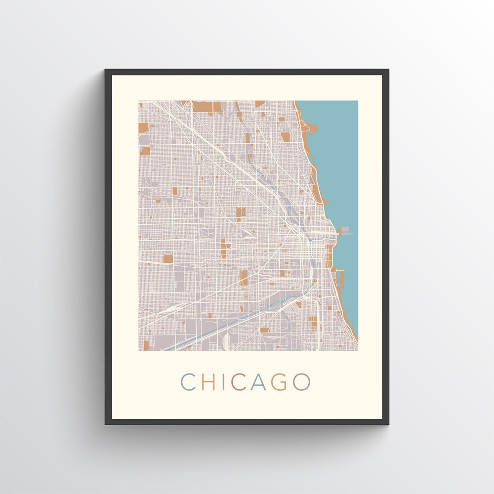 Chicago Map Chicago City Map Chicago Street Map Chicago | Etsy
