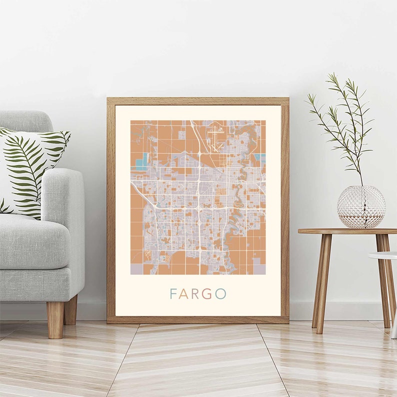 Fargo Map Fargo North Dakota Fargo Print Fargo Poster | Etsy
