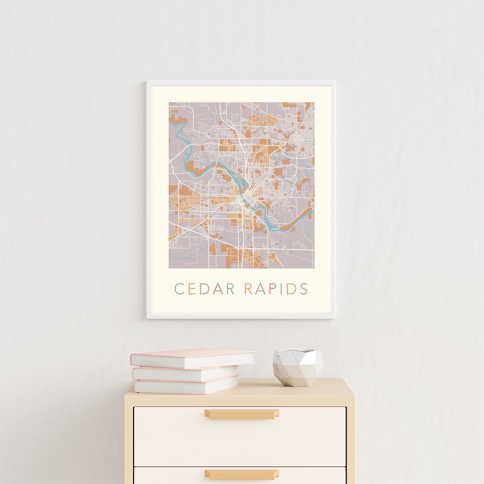 Cedar Rapids Map Cedar Rapids Iowa Cedar Rapids Print Cedar | Etsy