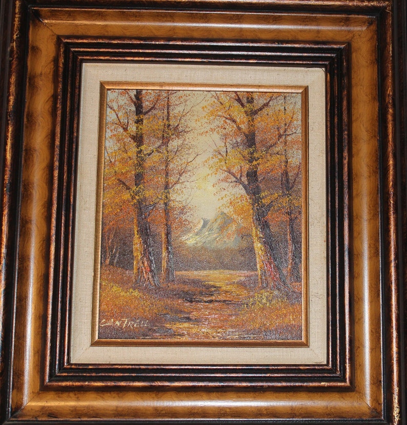 Rare Vintage Signed Cantrell Oil on Canvas Painting - Autumn Landscape ...