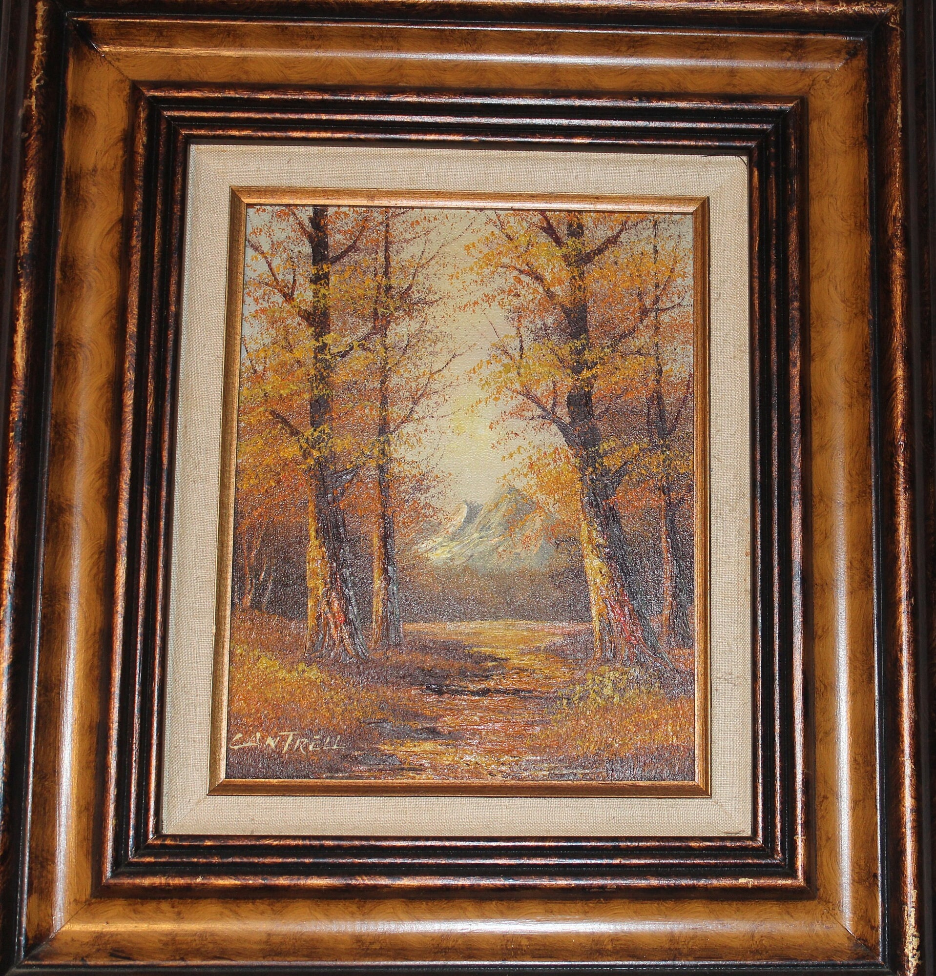 Rare Vintage Signed Cantrell Oil on Canvas Painting - Autumn Landscape ...