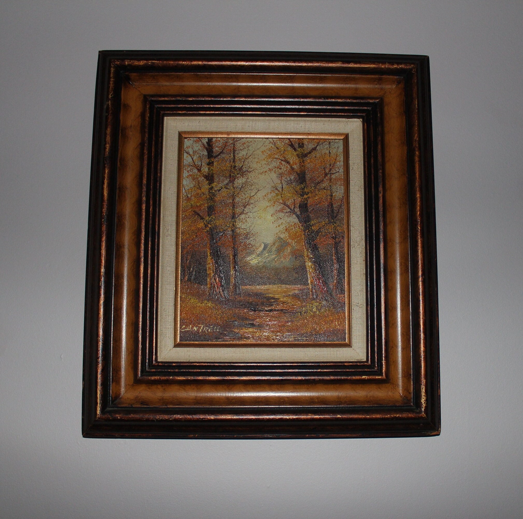 Rare Vintage Signed Cantrell Oil on Canvas Painting - Autumn Landscape ...