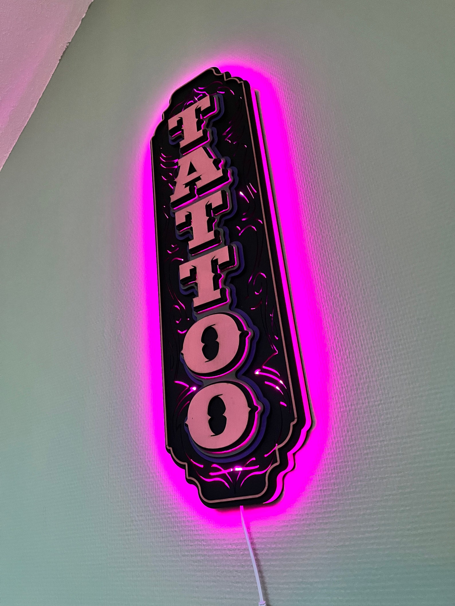 Tattoo Sign LED Custom Handmade LED Tattoo Sign Laser-cut Wooden Light ...