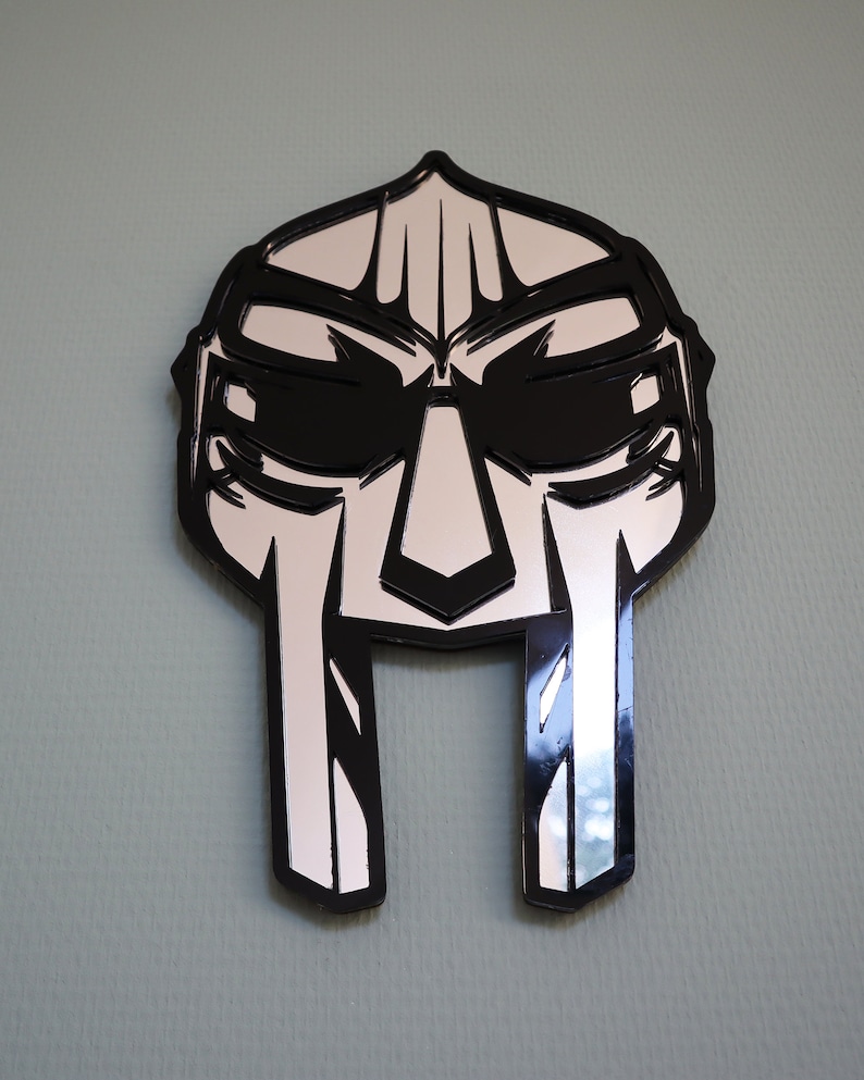 MF Doom Mask Mirror: Handcrafted Black & Silver Acrylic Wall Art - Etsy