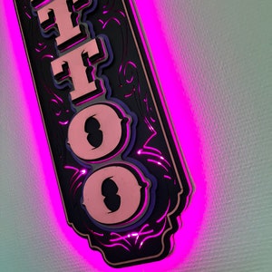 Tattoo Sign LED Custom Handmade LED Tattoo Sign Laser-cut Wooden Light ...