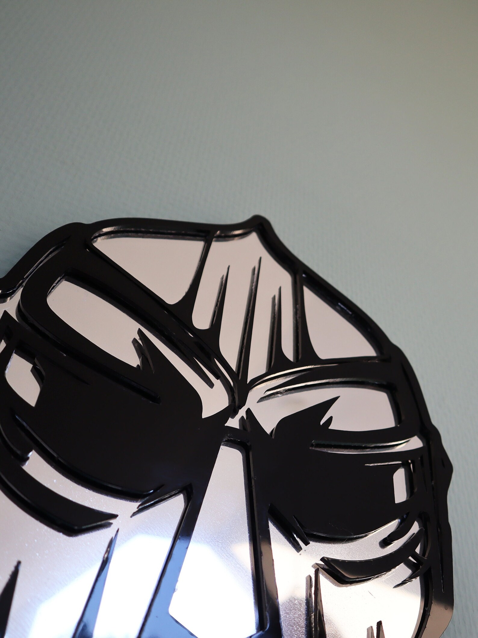 MF Doom Mask Mirror: Handcrafted Black & Silver Acrylic Wall Art - Etsy