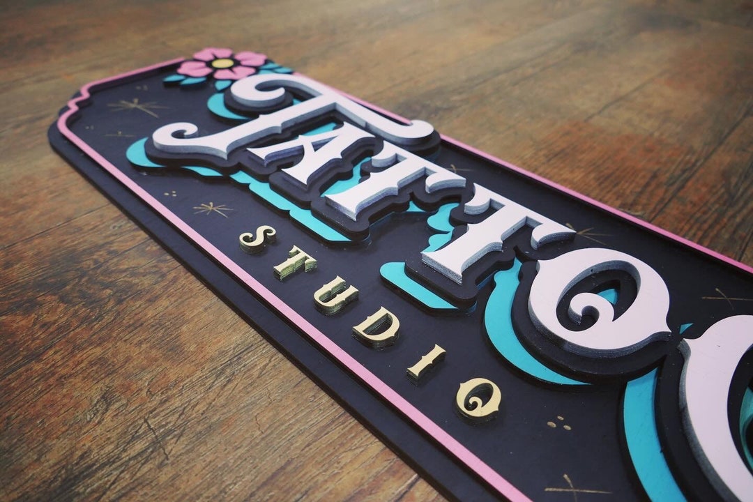 Custom Tattoo Sign – Personalized Wood Wall Decor for Tattoo Studios ...