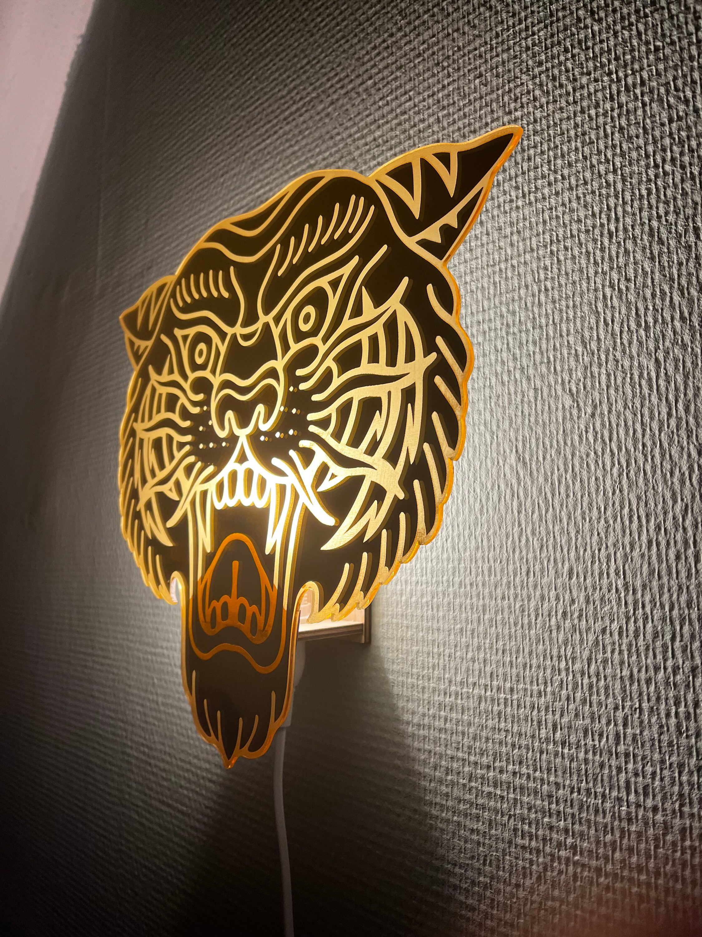 Tiger Lamp Traditional Tattoo Mirror Golden Acrylic Perfect for Tattoo ...