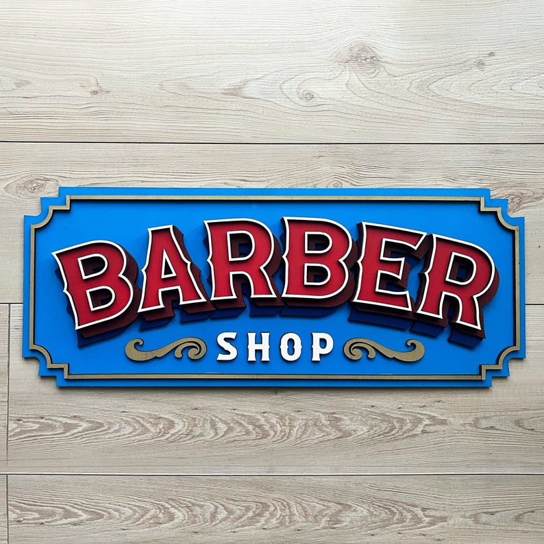 Barber Shop Sign Wood Sign Wall Art Hair Studio Vintage Style ...
