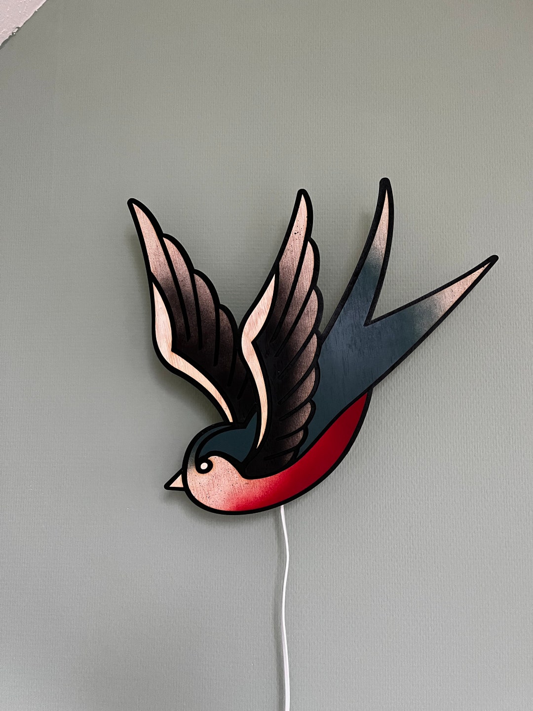 Swallow Bird Wall Lamp LED Light Art Decor Man Cave Studio Office Gift ...