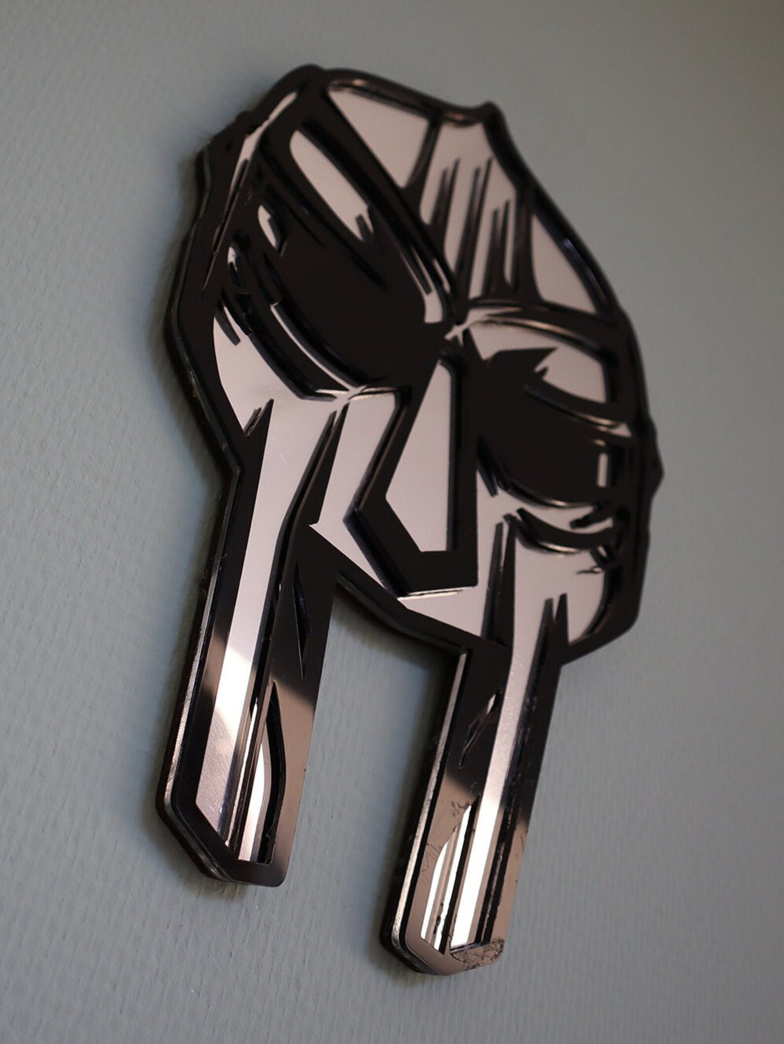 MF Doom Mask Mirror: Handcrafted Black & Silver Acrylic Wall Art - Etsy