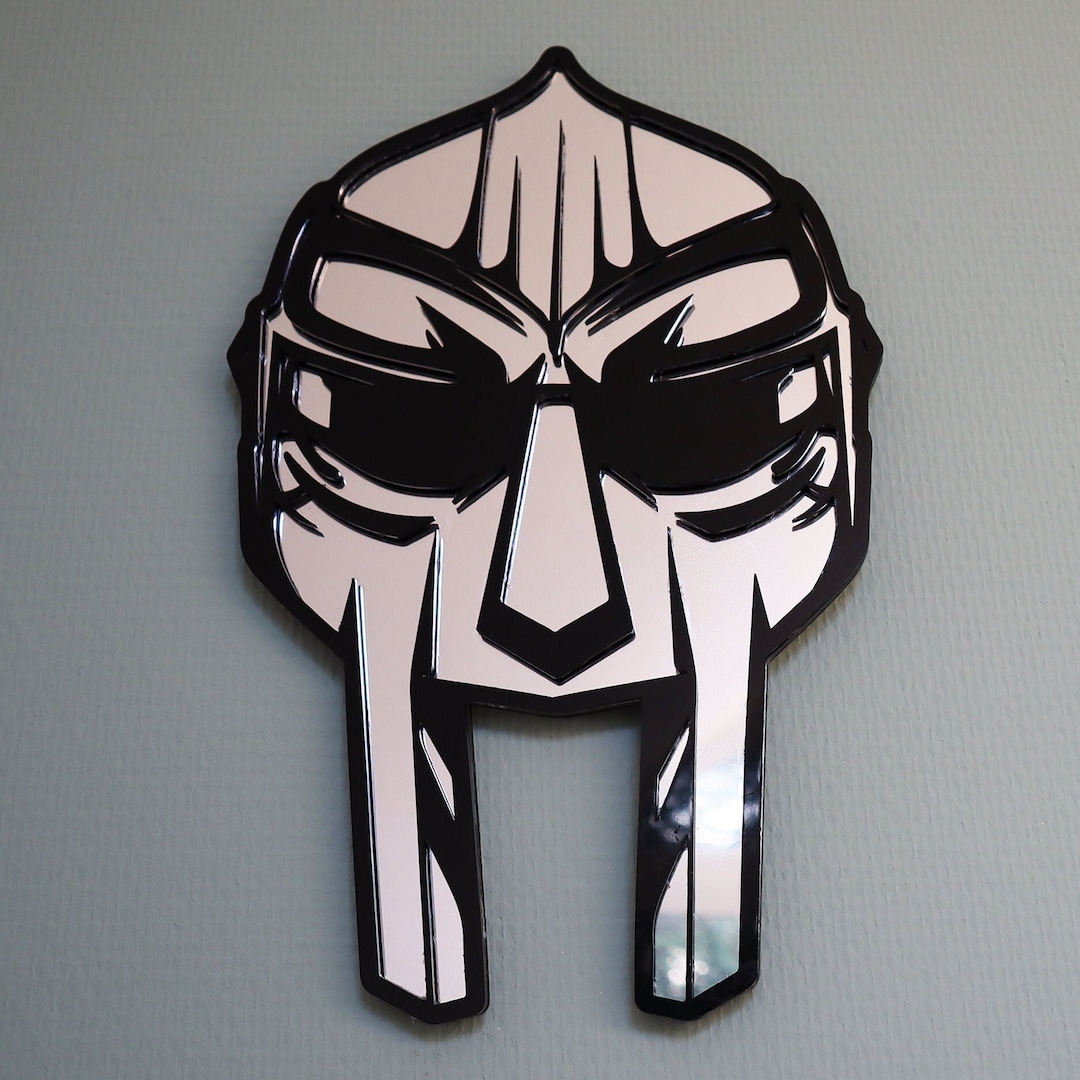 MF Doom Mask Mirror: Handcrafted Black & Silver Acrylic Wall Art - Etsy