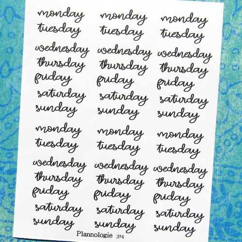 Days of the Week Script Planner Stickers | Etsy